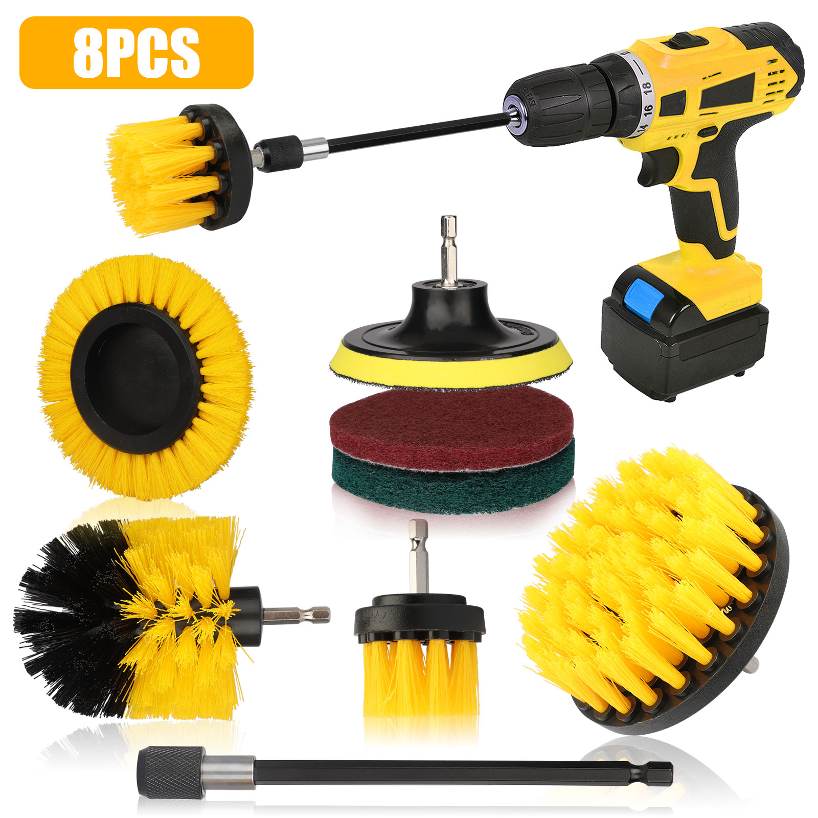 Drill Brush Attachments Set Scrub Pads Sponge Power Scrubber Wash ...