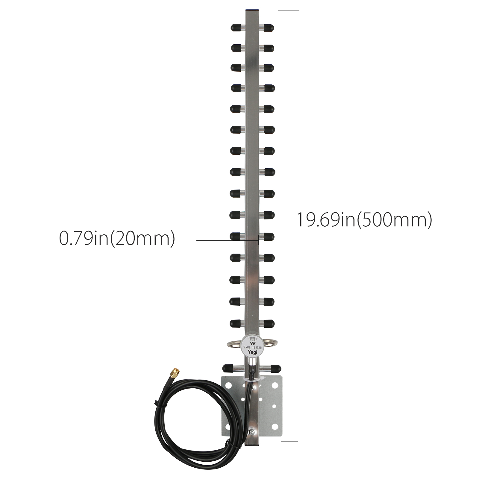 RP-SMA 2.4GHz 25dBi Directional Outdoor Wireless Yagi Antenna WiFi For ...