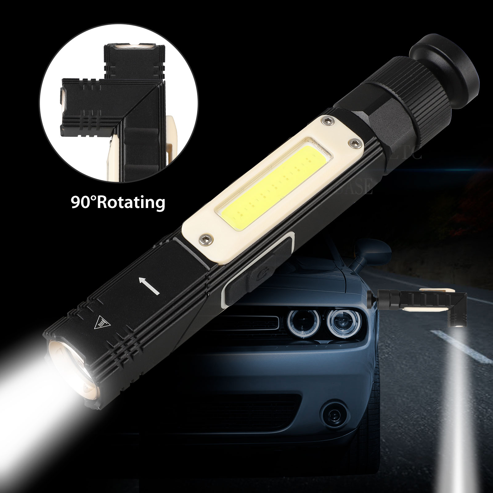 Mini USB Rechargeable LED COB Flashlight Magnet Work Light Lamp Torch ...