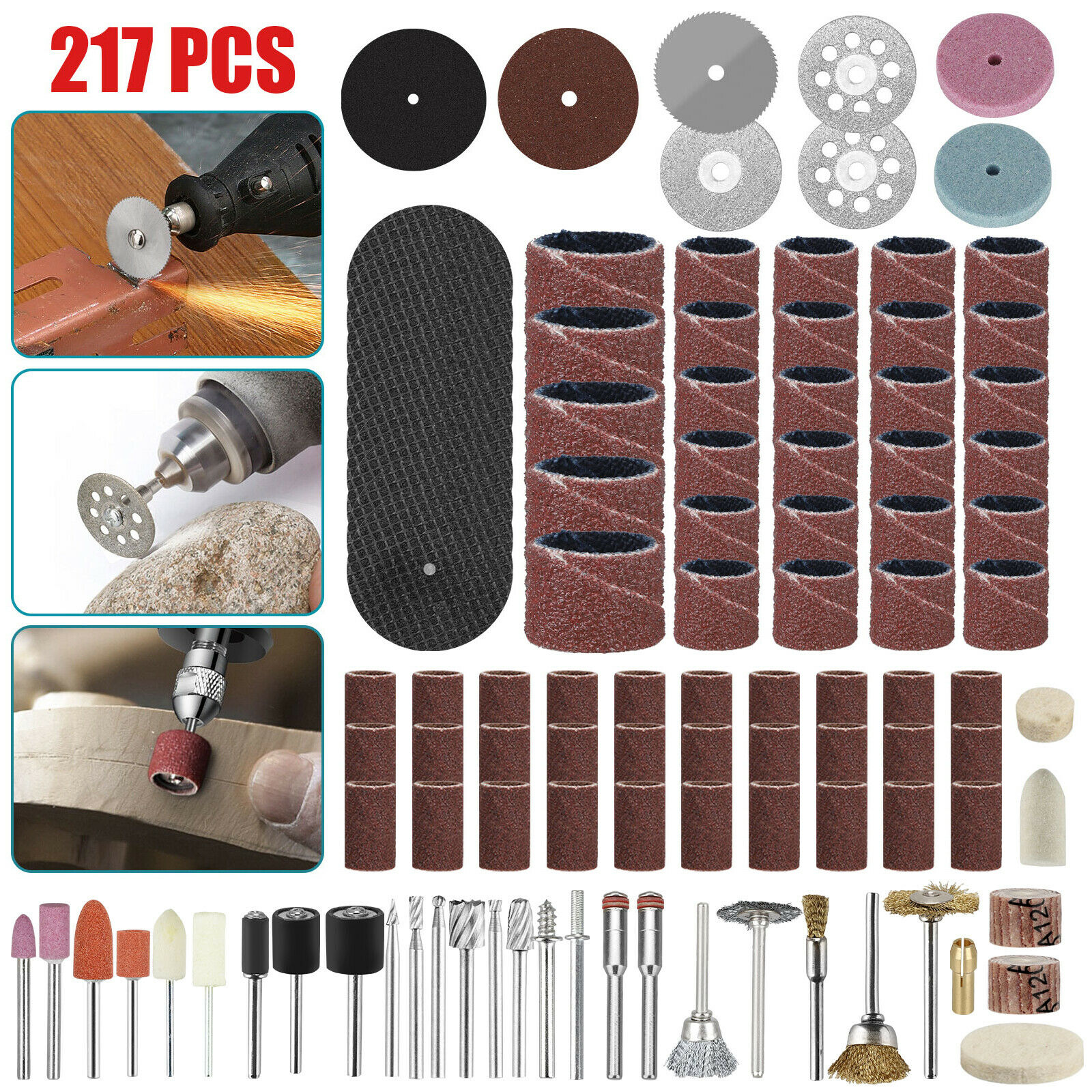 141Pcs Grinding Polishing Cutting Sanding Rotary Tool Accessories Kit ...